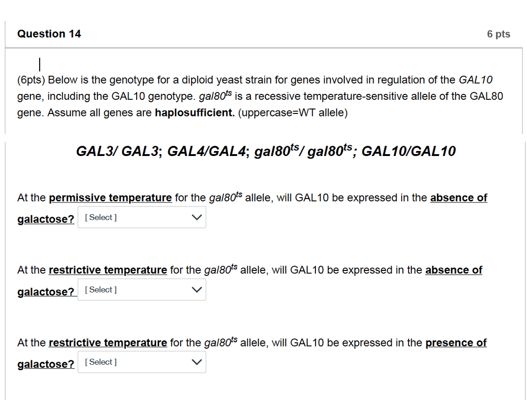 Solved Question 14 6 pts (6pts) Below is the genotype for a | Chegg.com