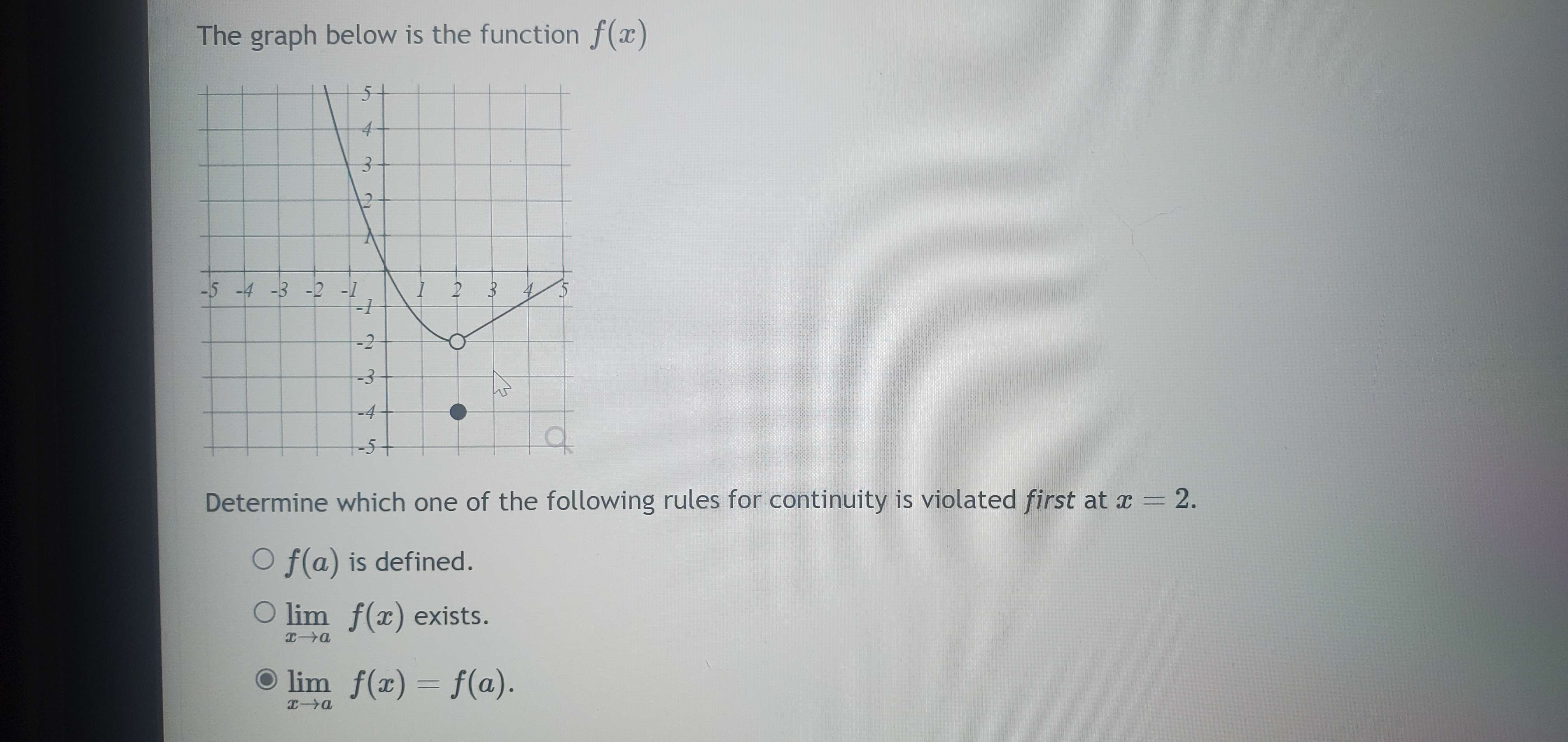 Solved The graph below is the function f(x) Determine which | Chegg.com