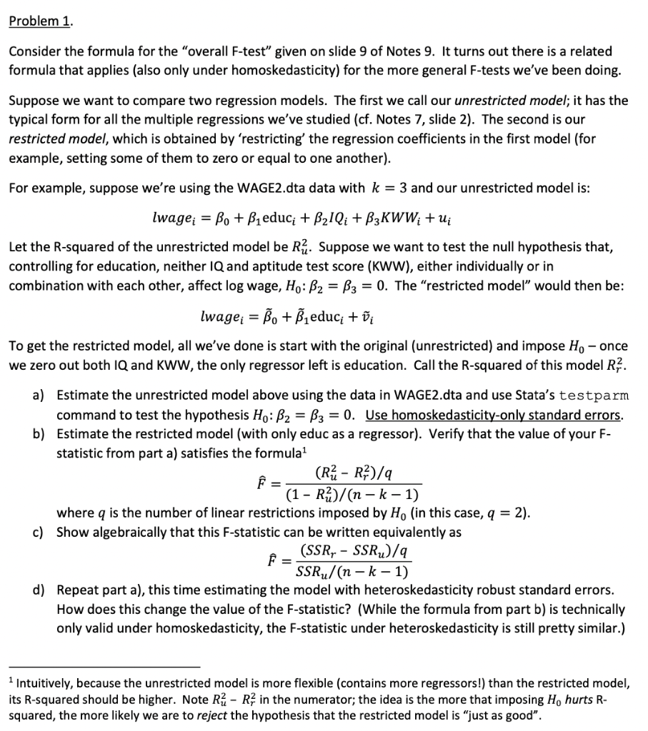 Solved Problem 1. Consider the formula for the "overall | Chegg.com