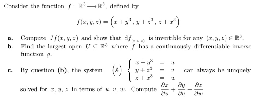 Solved Consider the function f: R3 R3, defined by f(x, y, z) | Chegg.com