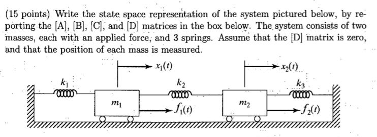 Solved 15 Points Write The State Space Representation Of
