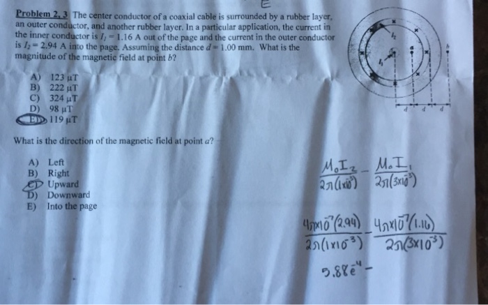 Solved The center conductor of a coaxial cable is surrounded | Chegg.com
