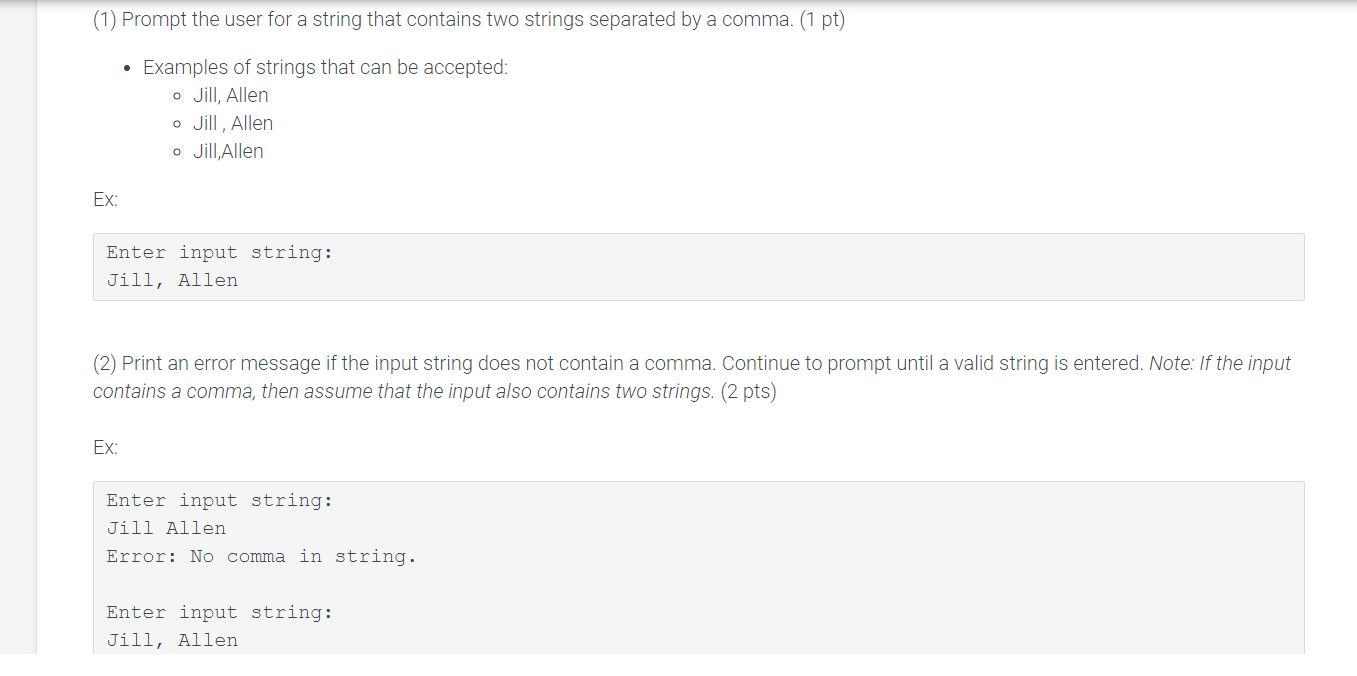 Solved (2) Print an error message if the input string does | Chegg.com