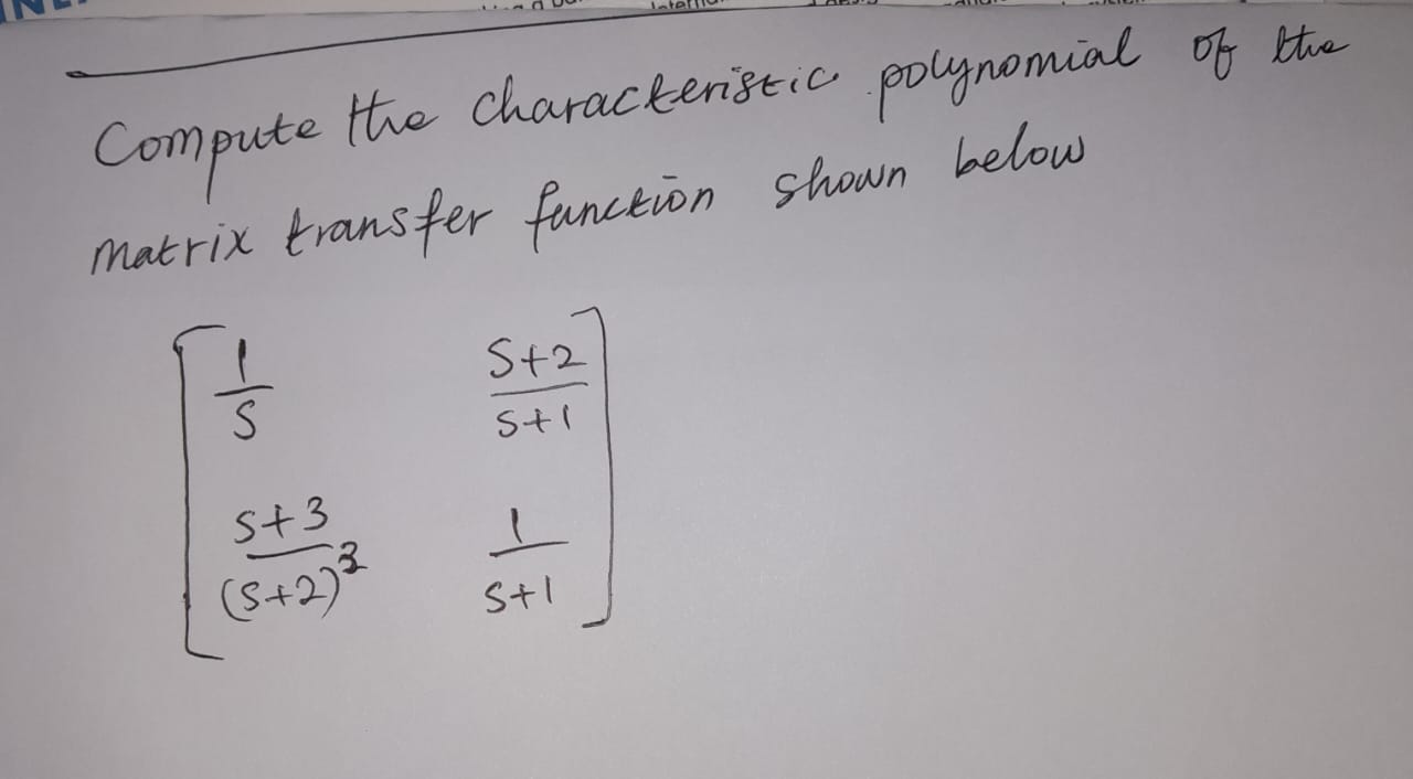 Solved Compute the characteristic polynomial of thematrix | Chegg.com