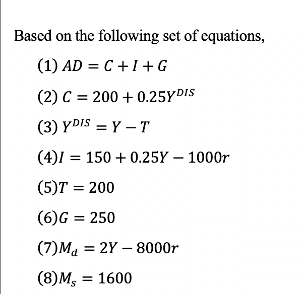 Solved Derive the IS curve. Derive the LM curve. Draw IS/LM | Chegg.com