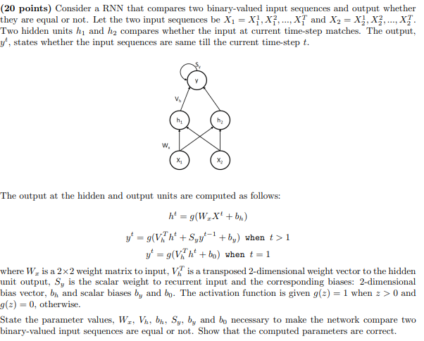 Solved 20 Points Consider A Rnn That Compares Two 
