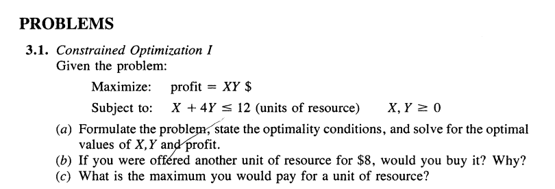 Solved PROBLEMS 3.1. Constrained Optimization I Given the | Chegg.com