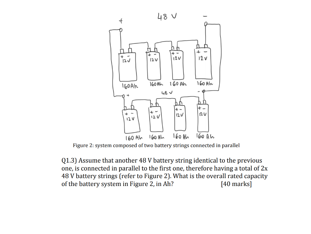 Solved Q1) A 48 V battery string is composed of 4 x 12 V | Chegg.com