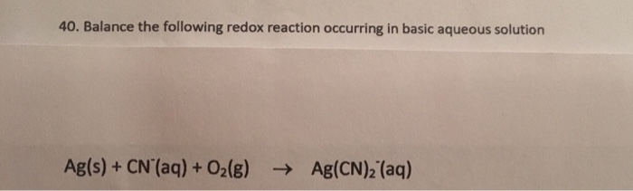Solved Balance the following redox reaction occurring in | Chegg.com