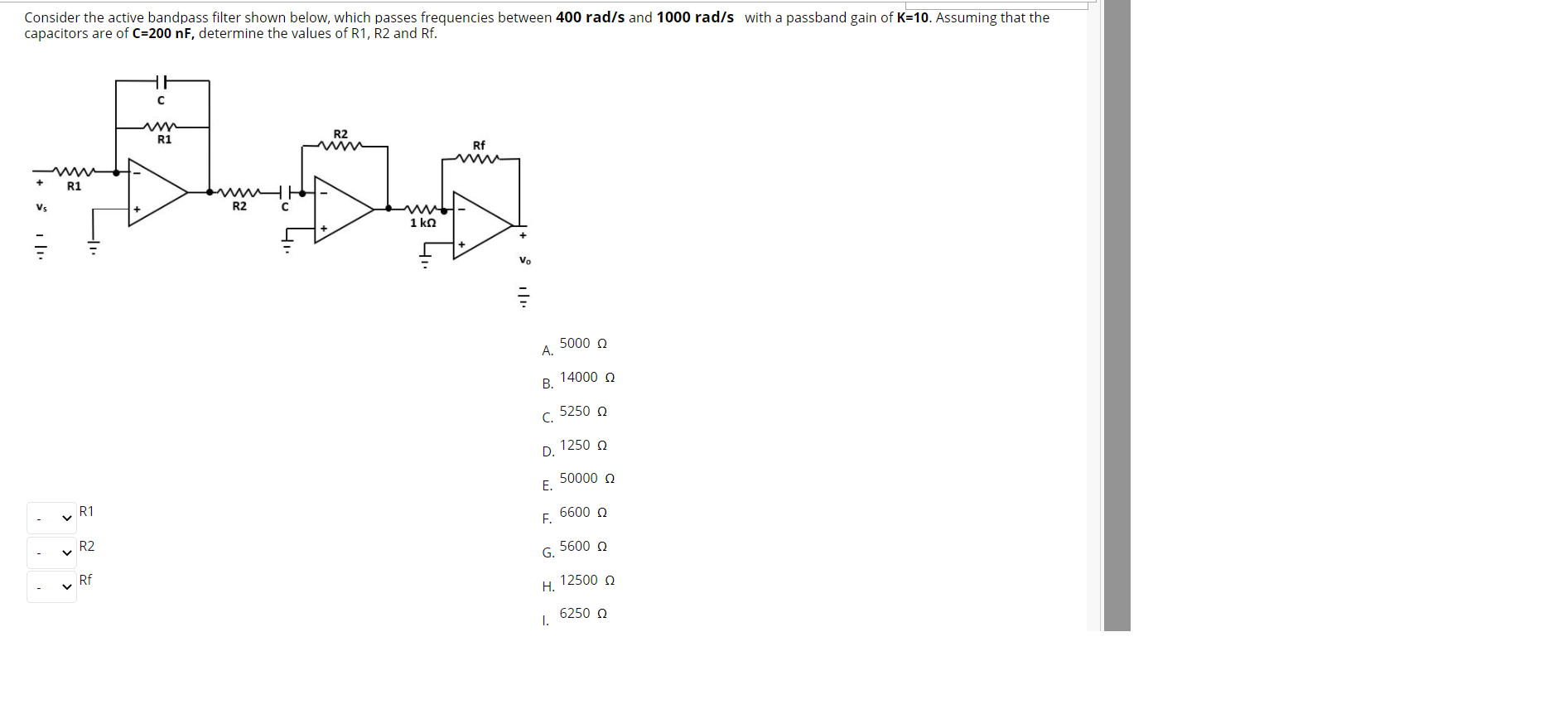 Solved Consider the active bandpass filter shown below, | Chegg.com