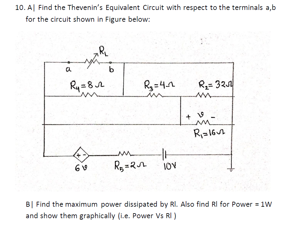 Solved 10. A. Find the Thevenin's Equivalent Circuit with | Chegg.com