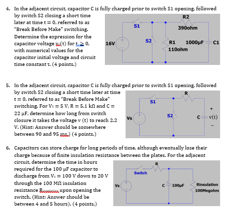 Solved 4. In the adjacent circuit, capacitor C is fully | Chegg.com