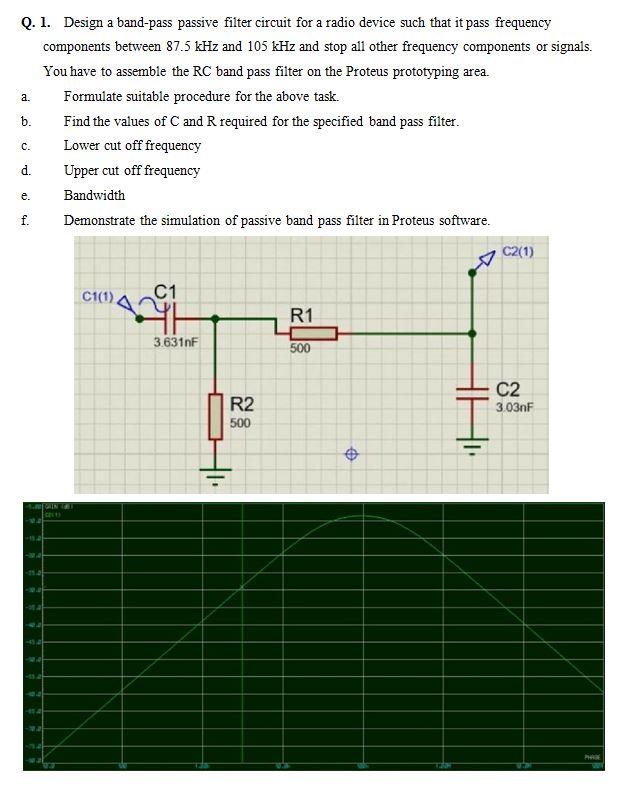 Solved a. Q. 1. Design a band-pass passive filter circuit | Chegg.com