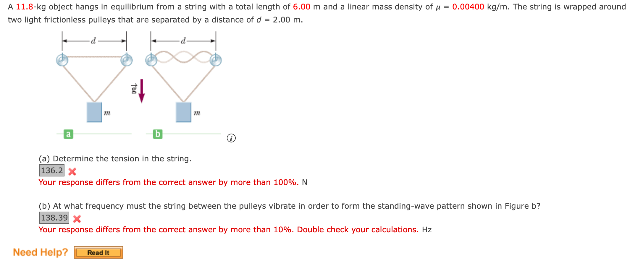 Solved A 11.8-kg object hangs in equilibrium from a string | Chegg.com
