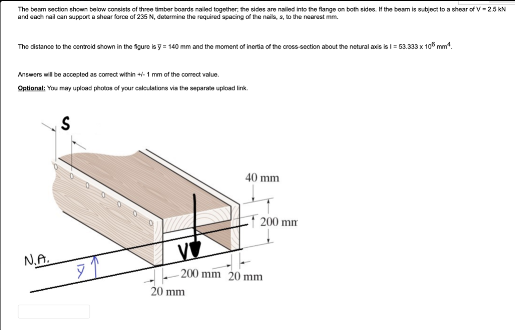 Solved The beam section shown below consists of three timber | Chegg.com