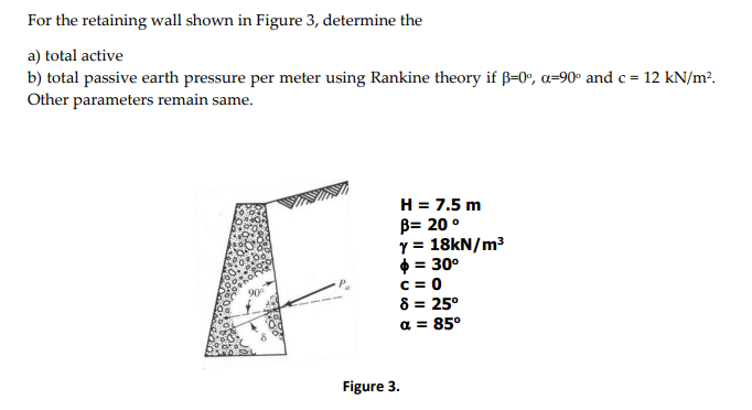 Solved For the retaining wall shown in Figure 3, determine | Chegg.com