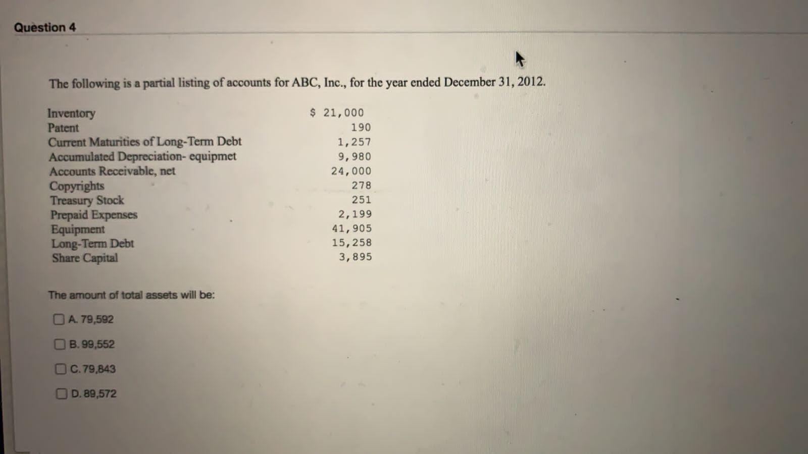 Solved Question 4 The following is a partial listing of | Chegg.com