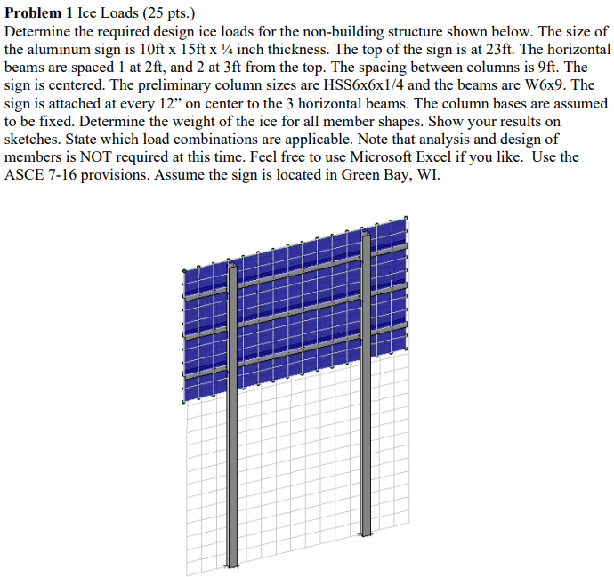 Solved Problem 1 Ice Loads (25 pts.) Determine the required | Chegg.com
