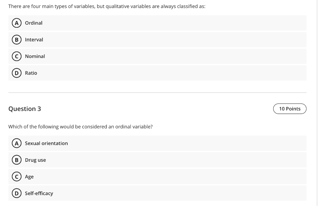 Solved There are four main types of variables, but | Chegg.com