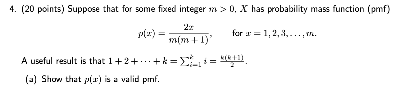 Solved 4. (20 points) Suppose that for some fixed integer | Chegg.com