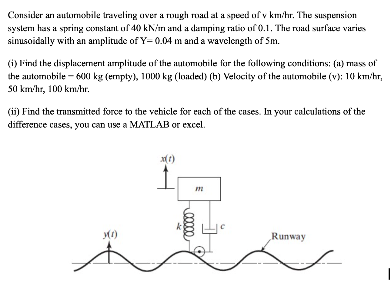 Solved Consider an automobile traveling over a rough road at | Chegg.com