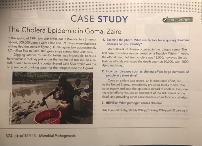 Solved CASE STUDY THE PLANNER The Cholera Epidemic in Goma, | Chegg.com