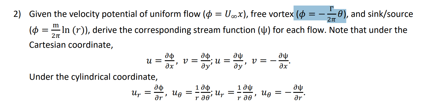 Solved Given the velocity potential of uniform flow (ϕ=U∞x), | Chegg.com