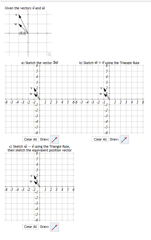 Solved Given the vectors n and w Draw: c) Sketch w−v using | Chegg.com