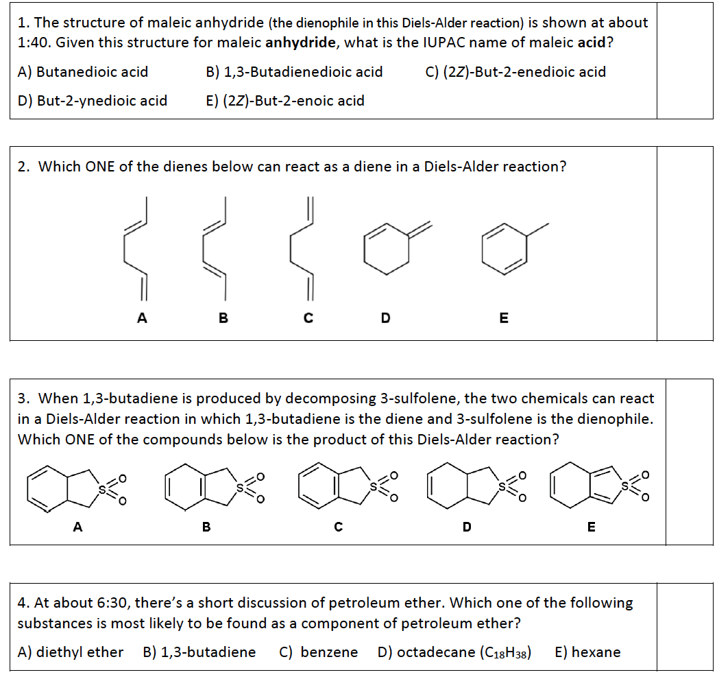 Solved 1. The structure of maleic anhydride (the dienophile | Chegg.com
