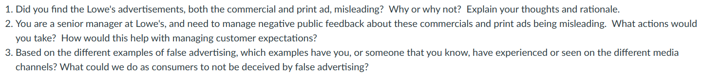 Solved Did you find the Lowe's advertisements, both the | Chegg.com