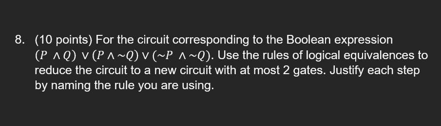 Solved 8. (10 points) For the circuit corresponding to the | Chegg.com