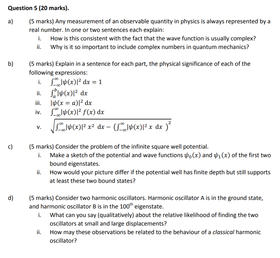 Solved Question 5 (20 marks). a) (5 marks) Any measurement | Chegg.com