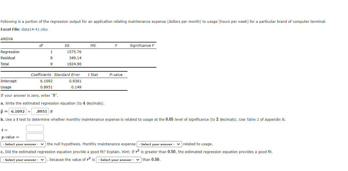 Solved Following is a portion of the regression output for | Chegg.com