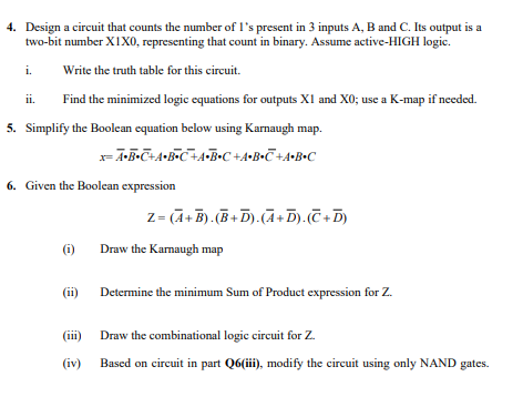 Solved 1. Using a Karnaugh map, find minimal SOP and POS | Chegg.com