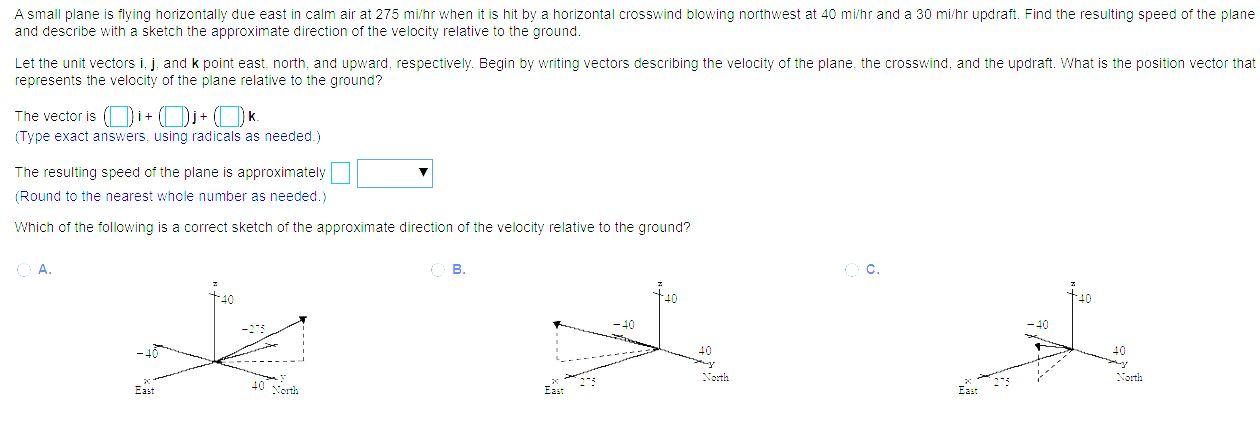 Solved A small plane is flying horizontally due east in calm | Chegg.com