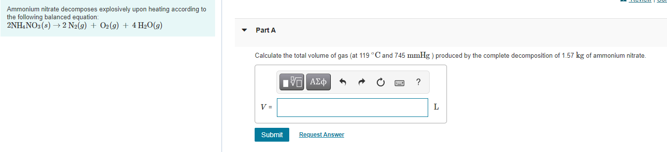 Solved Ammonium nitrate decomposes explosively upon heating | Chegg.com