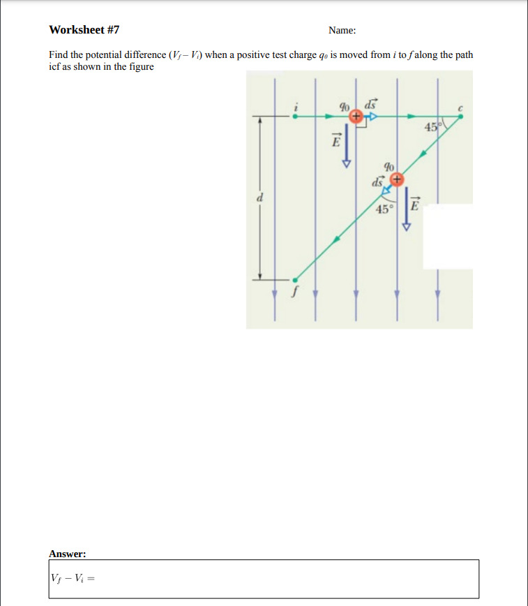 Solved Worksheet #7 Name: Find the potential difference | Chegg.com