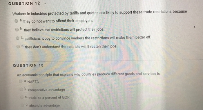 Solved QUESTION 12 - Workers in industries protected by | Chegg.com