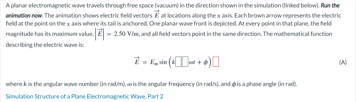 Solved A planar electromagnetic wave travels through free | Chegg.com