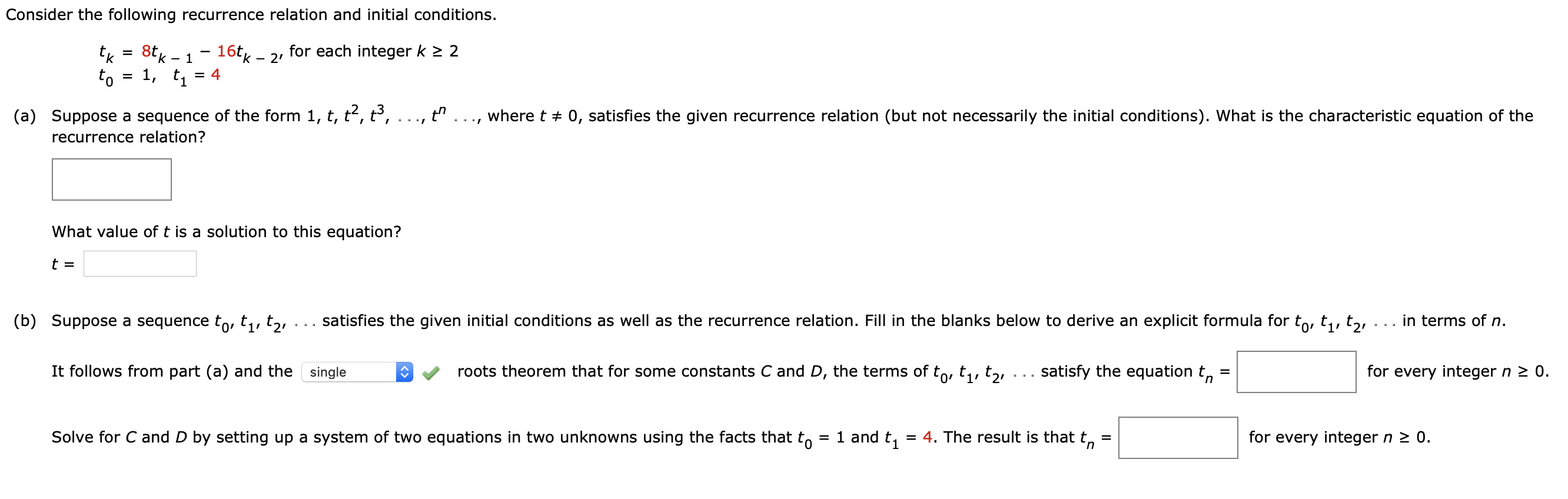 Solved Consider the following recurrence relation and | Chegg.com