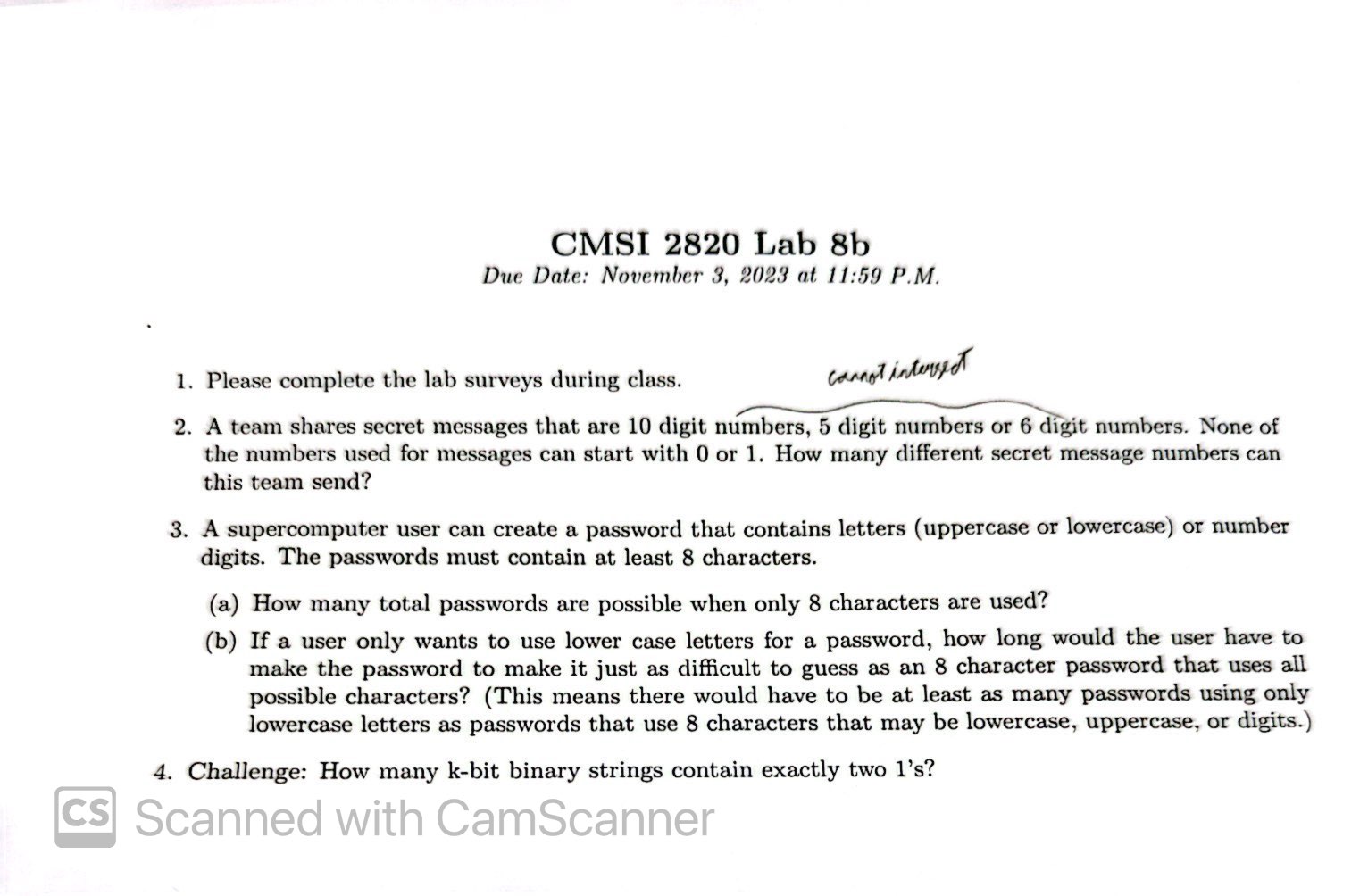 Solved Please complete the lab surveys during class.connot | Chegg.com