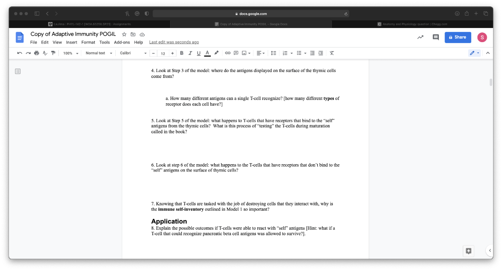 Solved docs.google.com + Copy of Adaptive Immunity POGIL- | Chegg.com