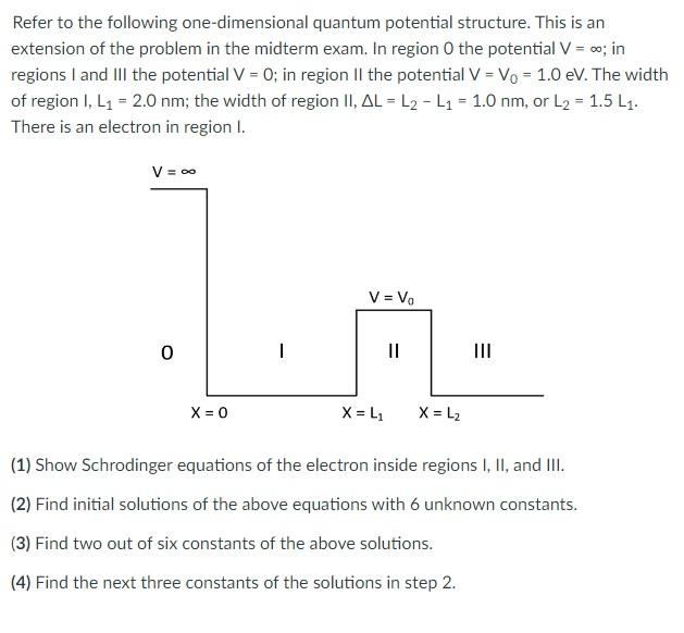 Solved Refer to the following one-dimensional quantum | Chegg.com