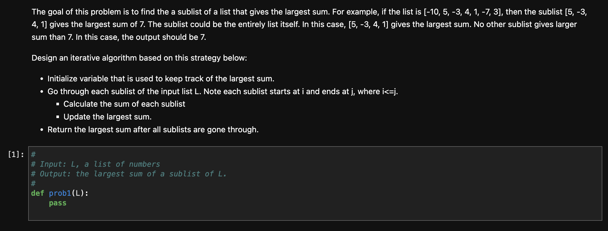 Solved The goal of this problem is to find the a sublist of | Chegg.com