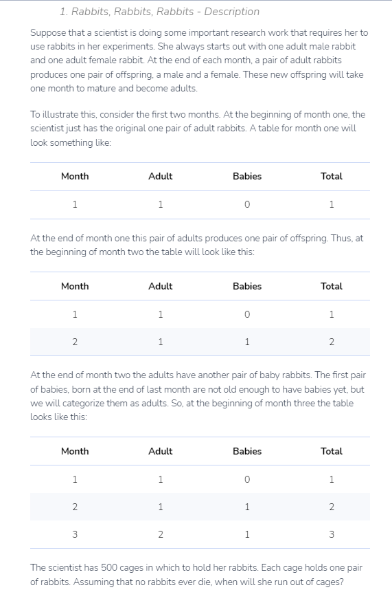 Solved 1. Rabbits, Rabbits, Rabbits - Description Suppose | Chegg.com