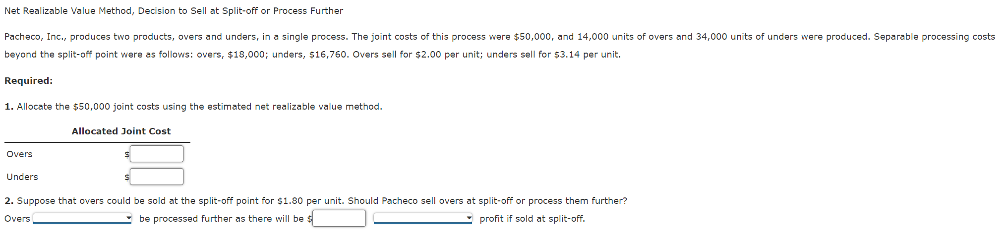 Solved Net Realizable Value Method, Decision to Sell at | Chegg.com