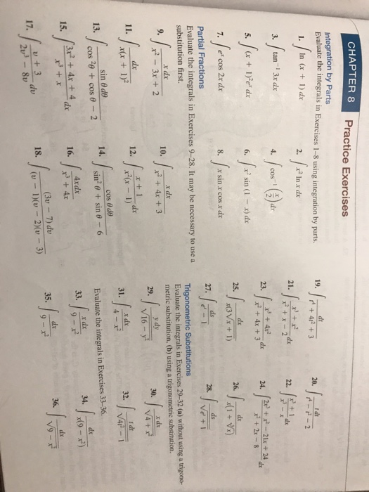 Solved APTER 8 Practice Exercises Integration by Parts | Chegg.com