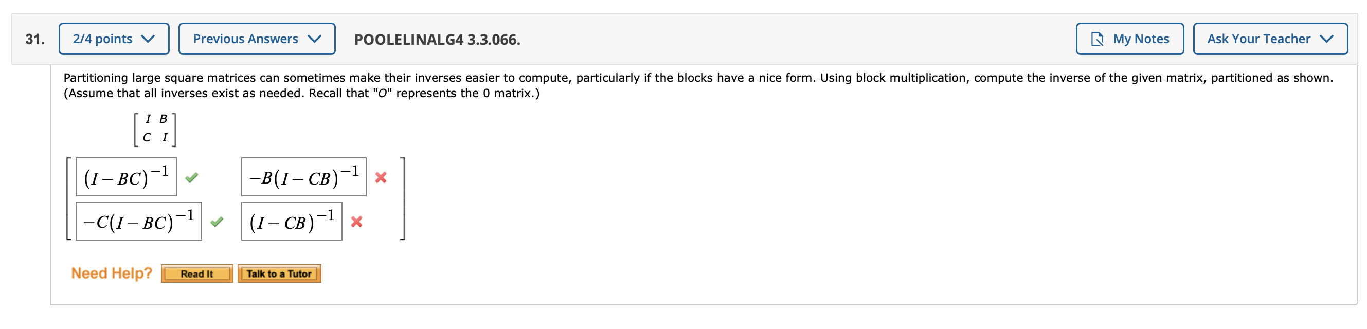 Solved 31. 2/4 points v Previous Answers V LELINALG4 | Chegg.com