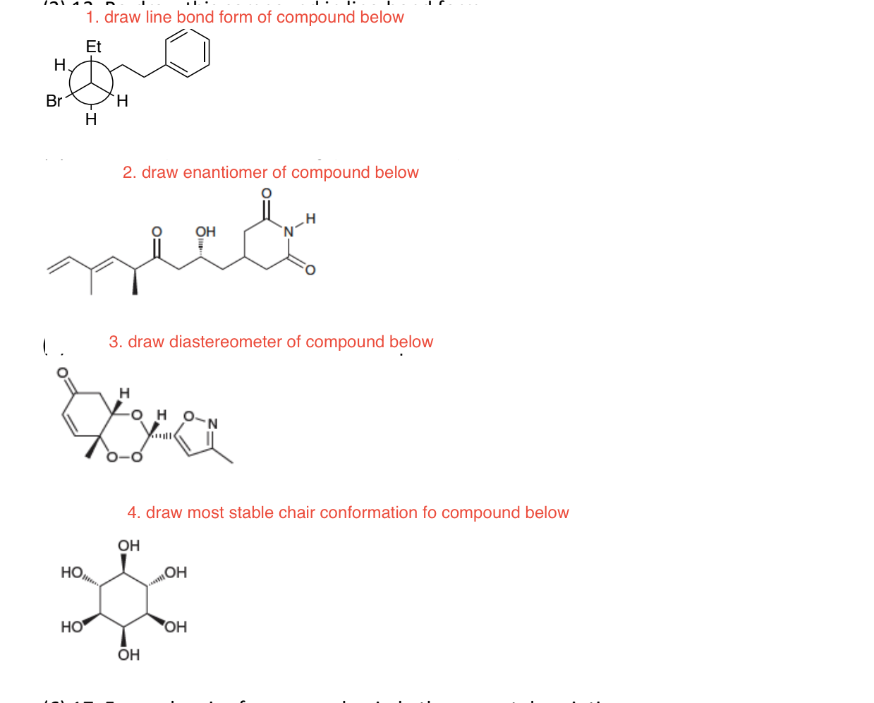 Solved 1. draw line bond form of compound below Et H. Br H H | Chegg.com