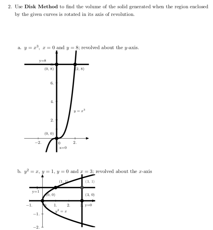 Solved 2. Use Disk Method to find the volume of the solid | Chegg.com